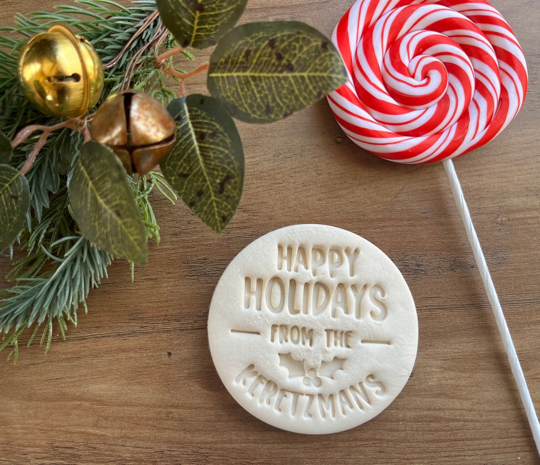 Personalized Happy Holidays Cookie Cutter and Stamp - Customized With ...