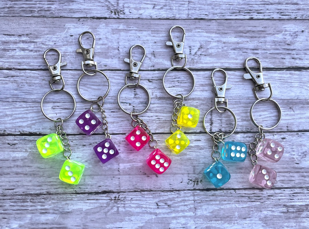 Dice Keychain, Translucent Dice, Neon Dice, Bunco Gift, Poker, Yahtzee ...