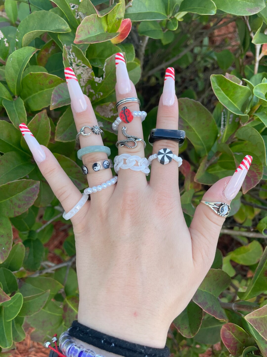 Chunky Rings, Stackable Ring Set, Black and White Rings, Ying Yang ...