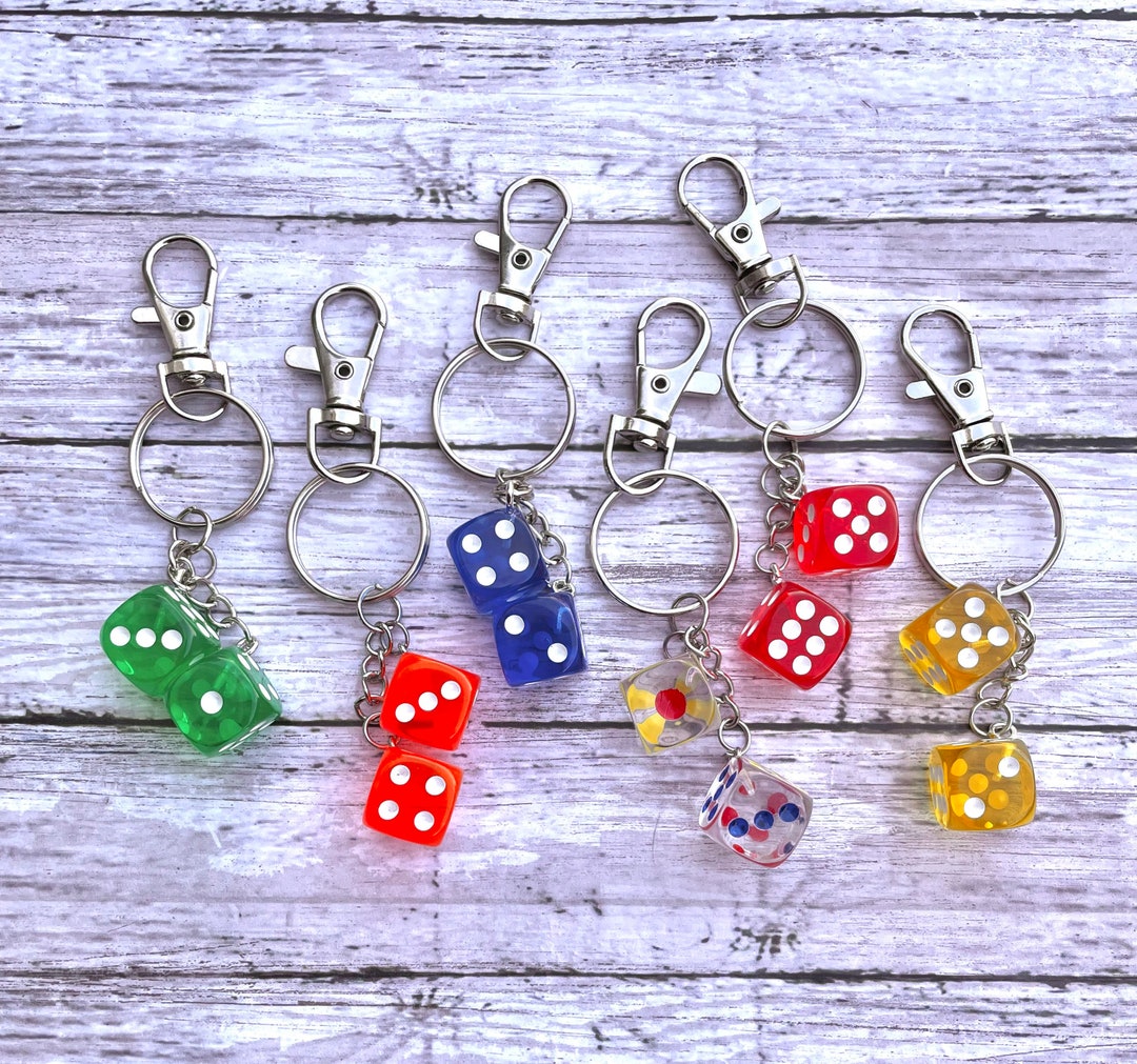 Dice Keychain, Dice Keyring, Translucent Dice, Dice Gift, Bunco Gift ...