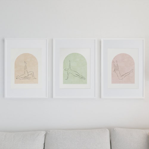 Pilates Printable Wall Art 3 Piece Wall Art Pilates Line - Etsy