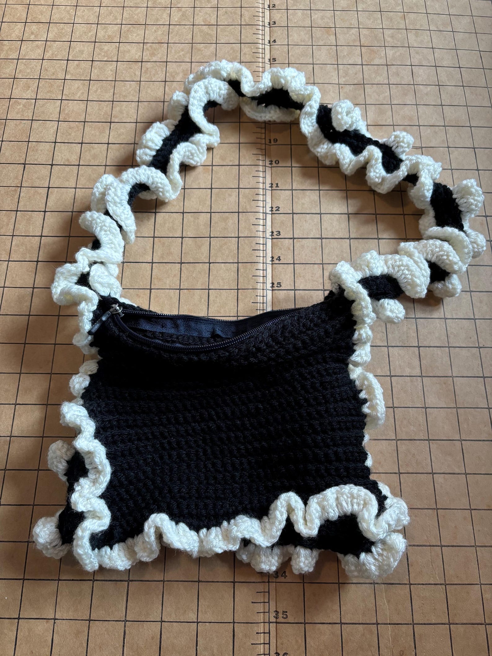 Coquette Ruffle Purse | Black & White Crochet Purse - Etsy