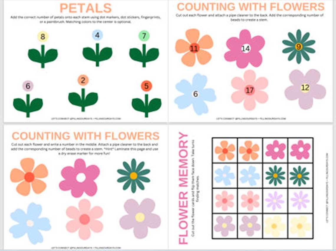SPRING FLOWER BUNDLE Activity Pack for Children, Digital Download ...