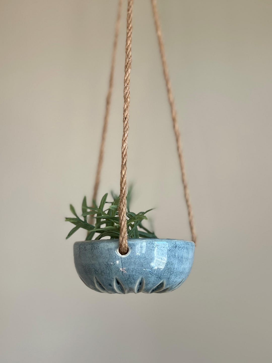 Wheel Thrown, Hand Carved Mini Hanging Planter | Ceramic Hanging ...