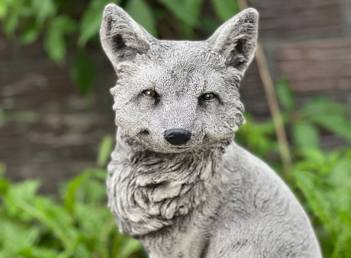 Fox Garden Statue Concrete Fox Sculpture for Animal Lovers - Etsy