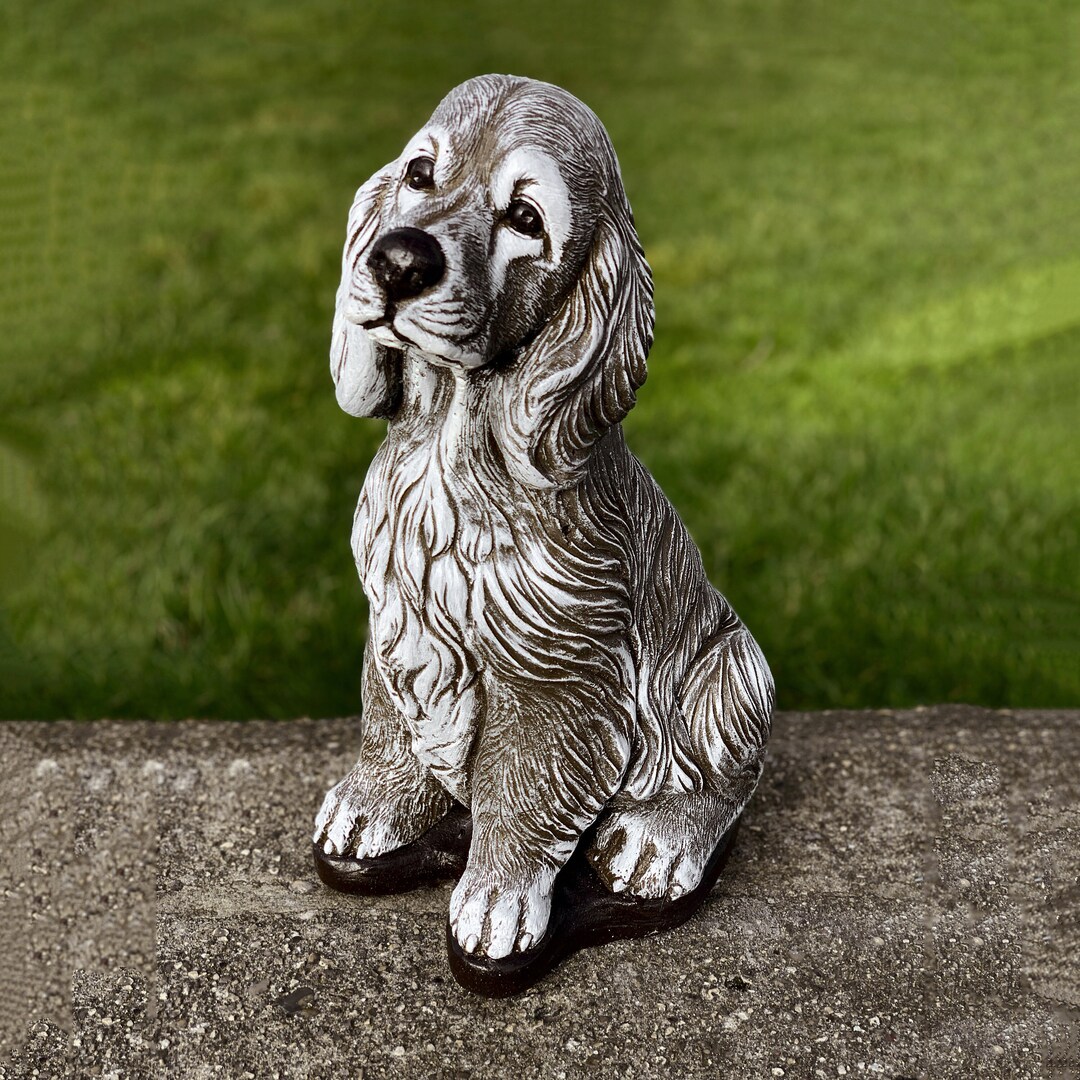 Cute Spaniel Statue for Home and Garden Decor Concrete Dog Figurine ...