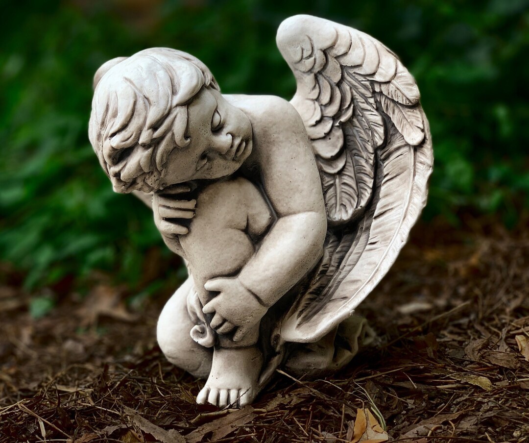 Concrete Angel Sculpture Garden Angel Statue Memorial Angel Stone Baby ...
