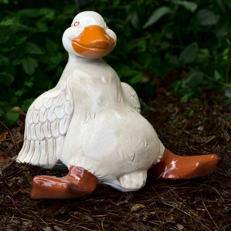 Funny Sitting Duck Statue Smiling Duck Sculpture Vintage Duck - Etsy