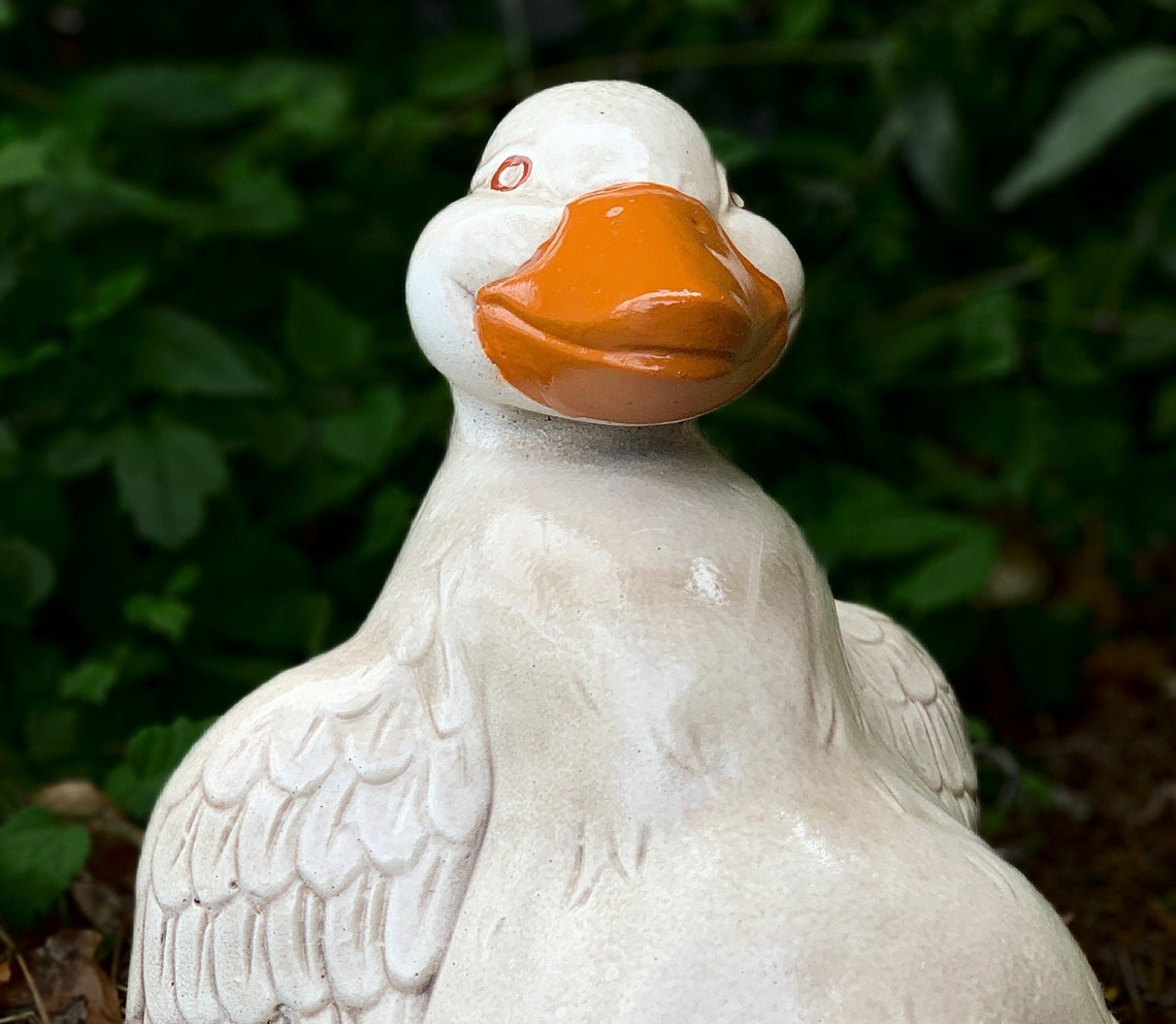 Funny Sitting Duck Statue Smiling Duck Sculpture Vintage Duck - Etsy