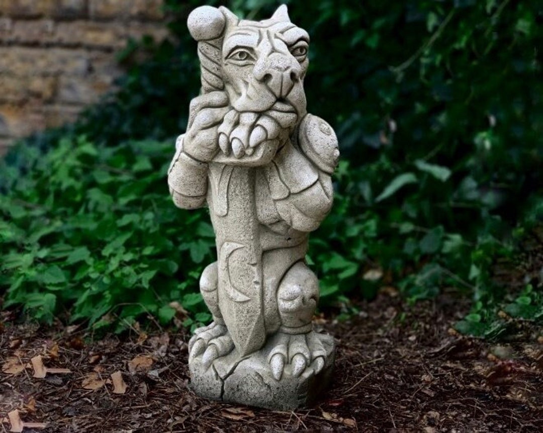 Gatekeeper Gargoyle With Sword Concrete Gargoyle Sculpture - Etsy