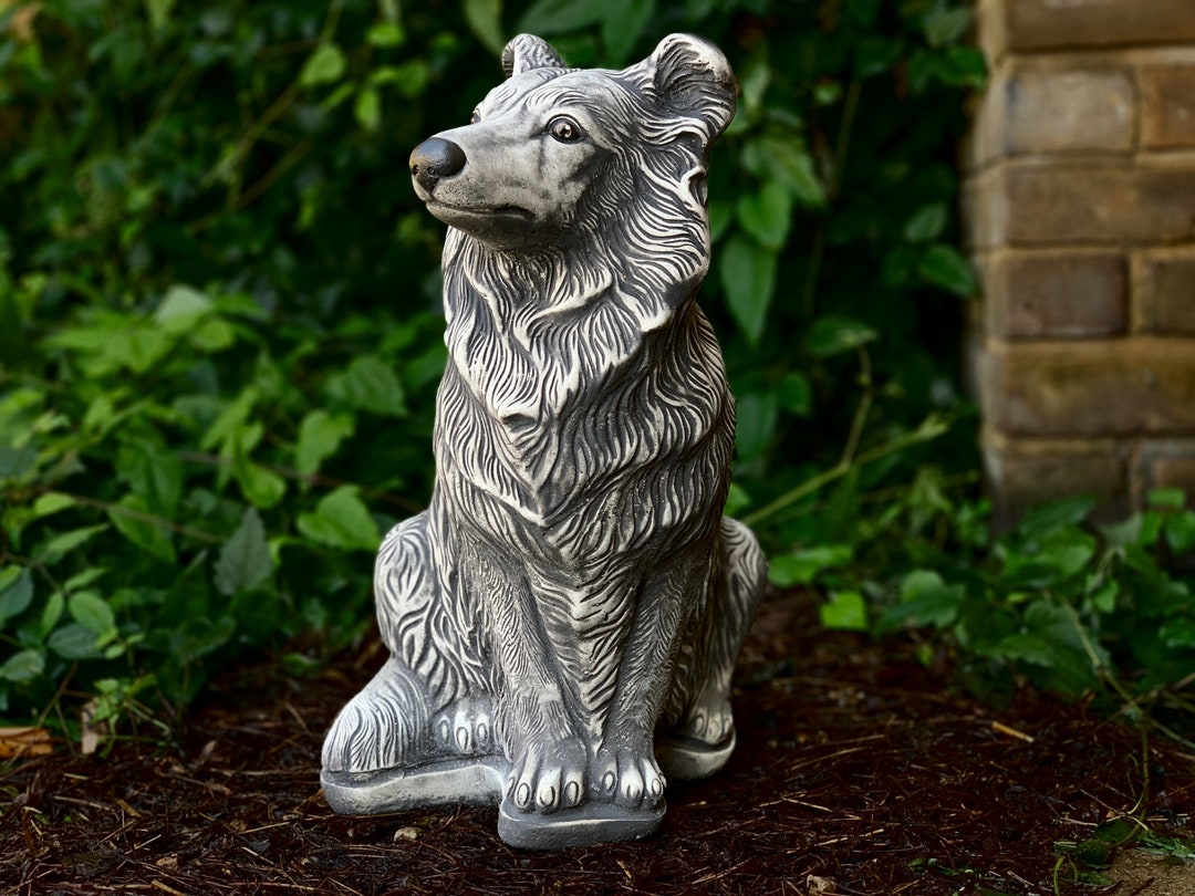 Rough Coated Collie Statue Border Collie Ornament Cement Collie Decor ...