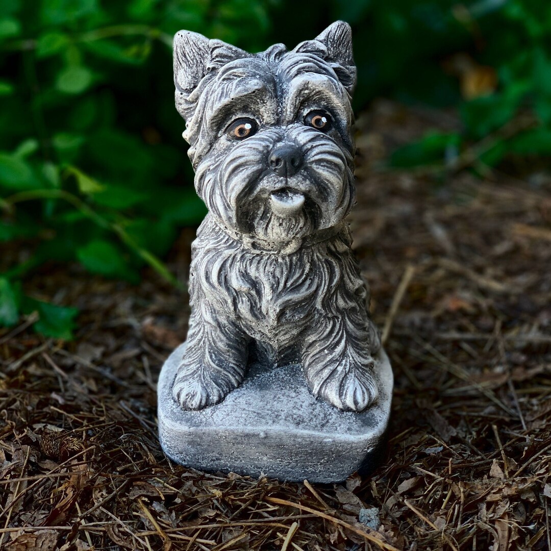 Highland Terrier Statue Concrete Yorkie Sculpture Yorkshire Terrier ...