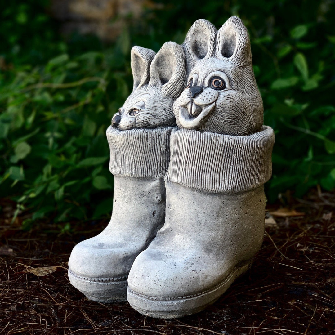 Rabbits in the Boots Concrete Bunny Rabbit Sculpture Cement Bunny ...
