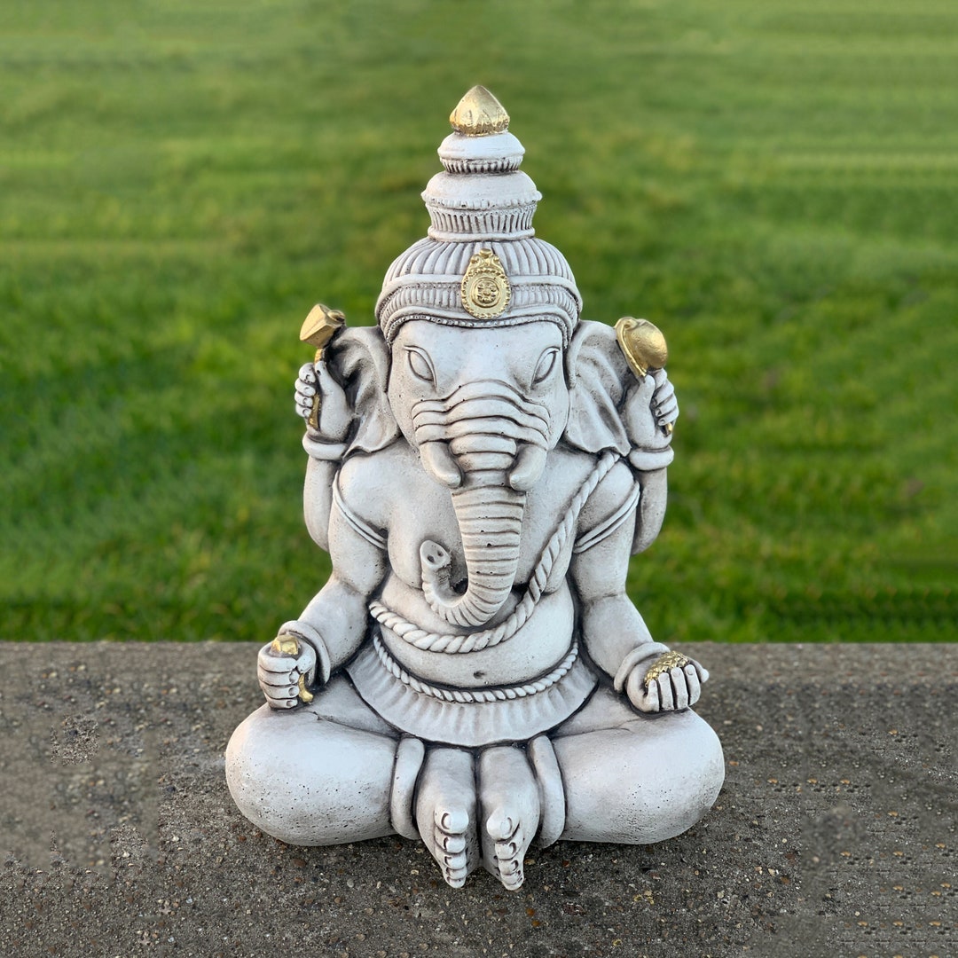 Stone Ganesha Sculpture Concrete Buddha Statue Zen Garden Decoration ...