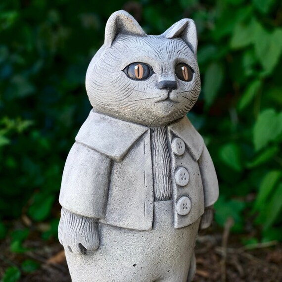 Unique Garden Cat Concrete Cat Statue Cement Cat Sculpture - Etsy