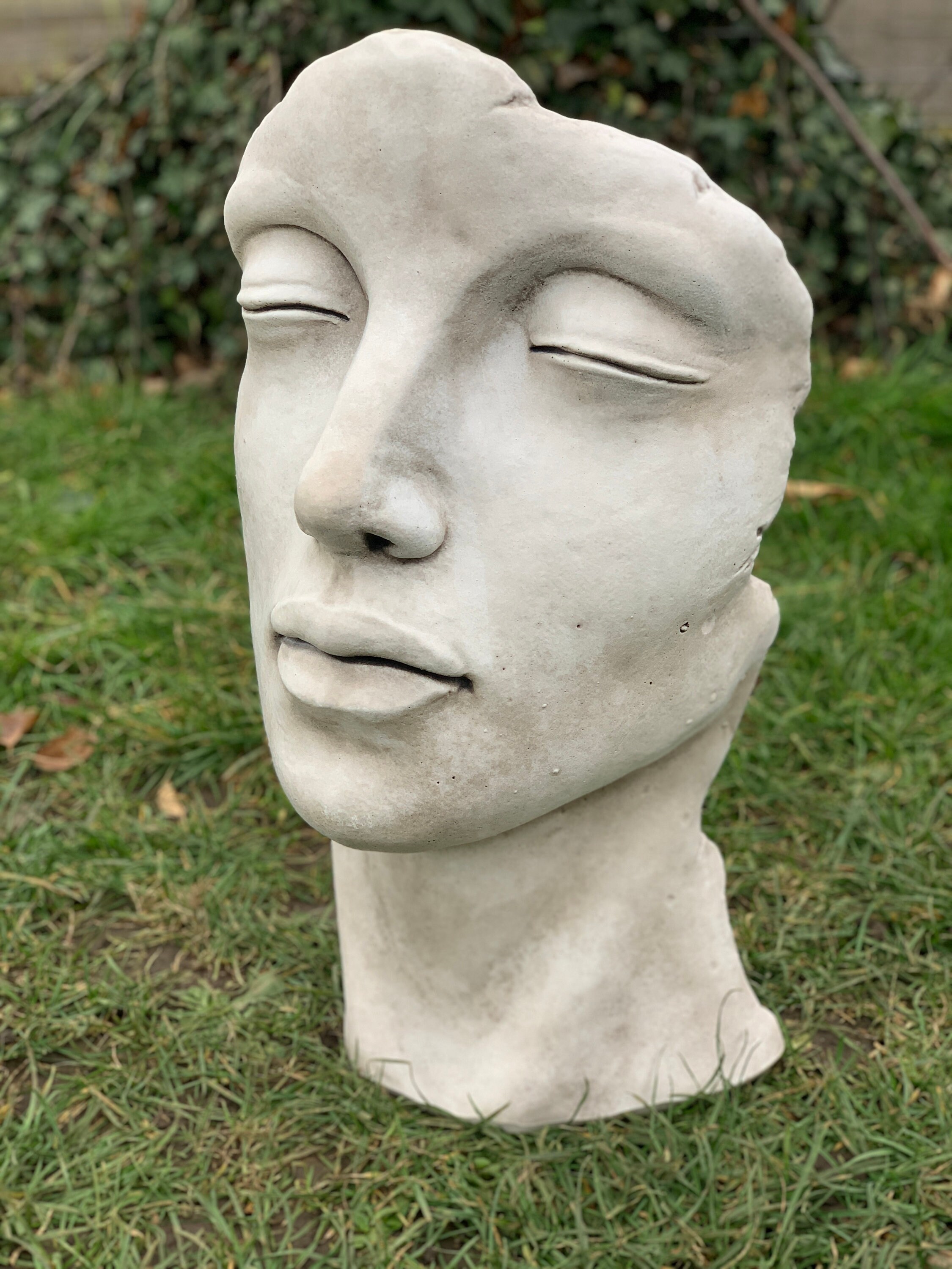 Female Face Figurine Concrete Visage Sculpture Stone Woman - Etsy