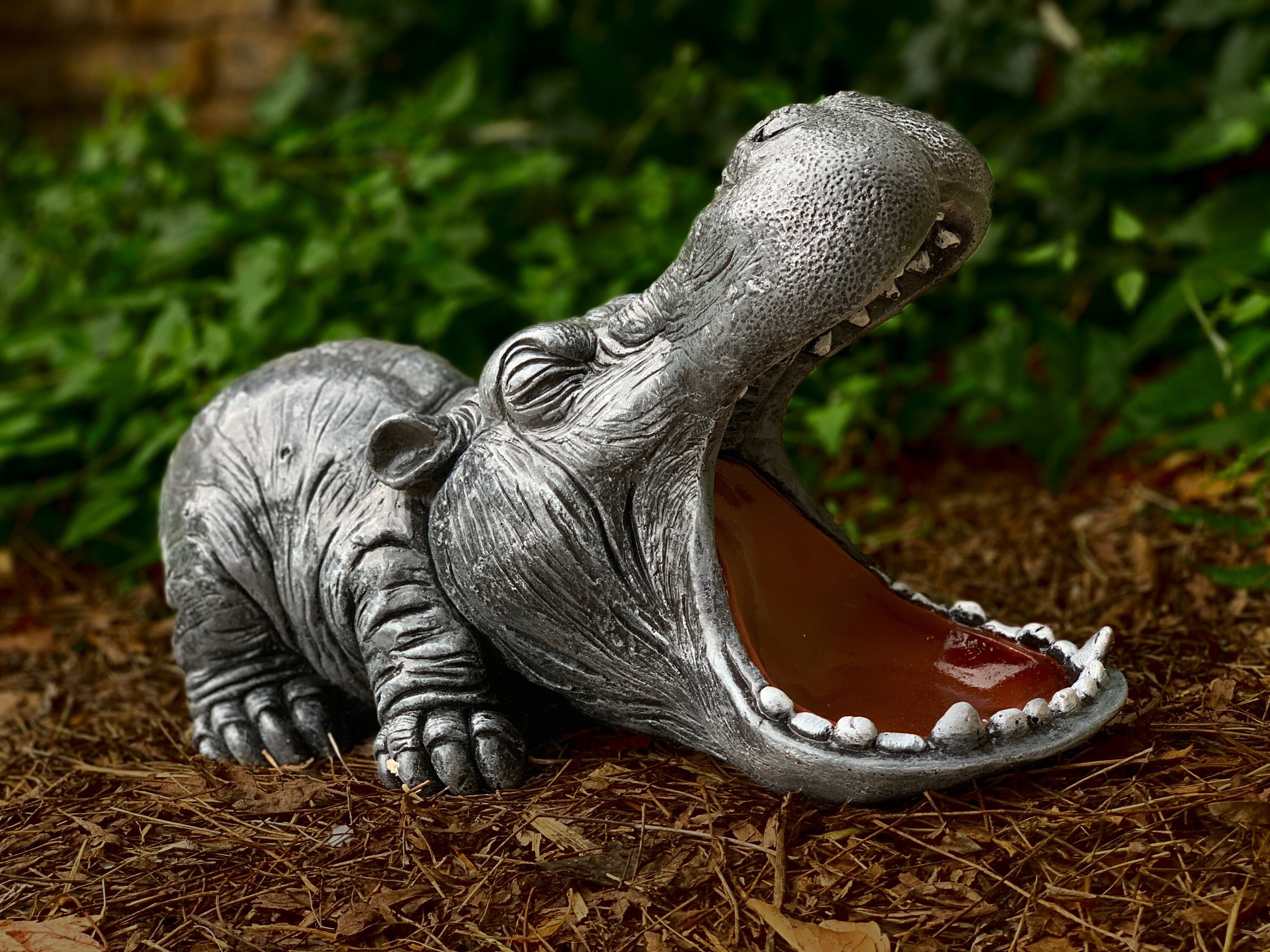 Big Hippo Planter Garden Hippo Planter Pot Stone Hippo Figurine Cement ...