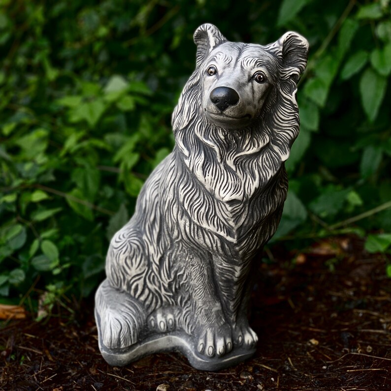 Rough Coated Collie Statue Border Collie Ornament Cement Collie Decor ...