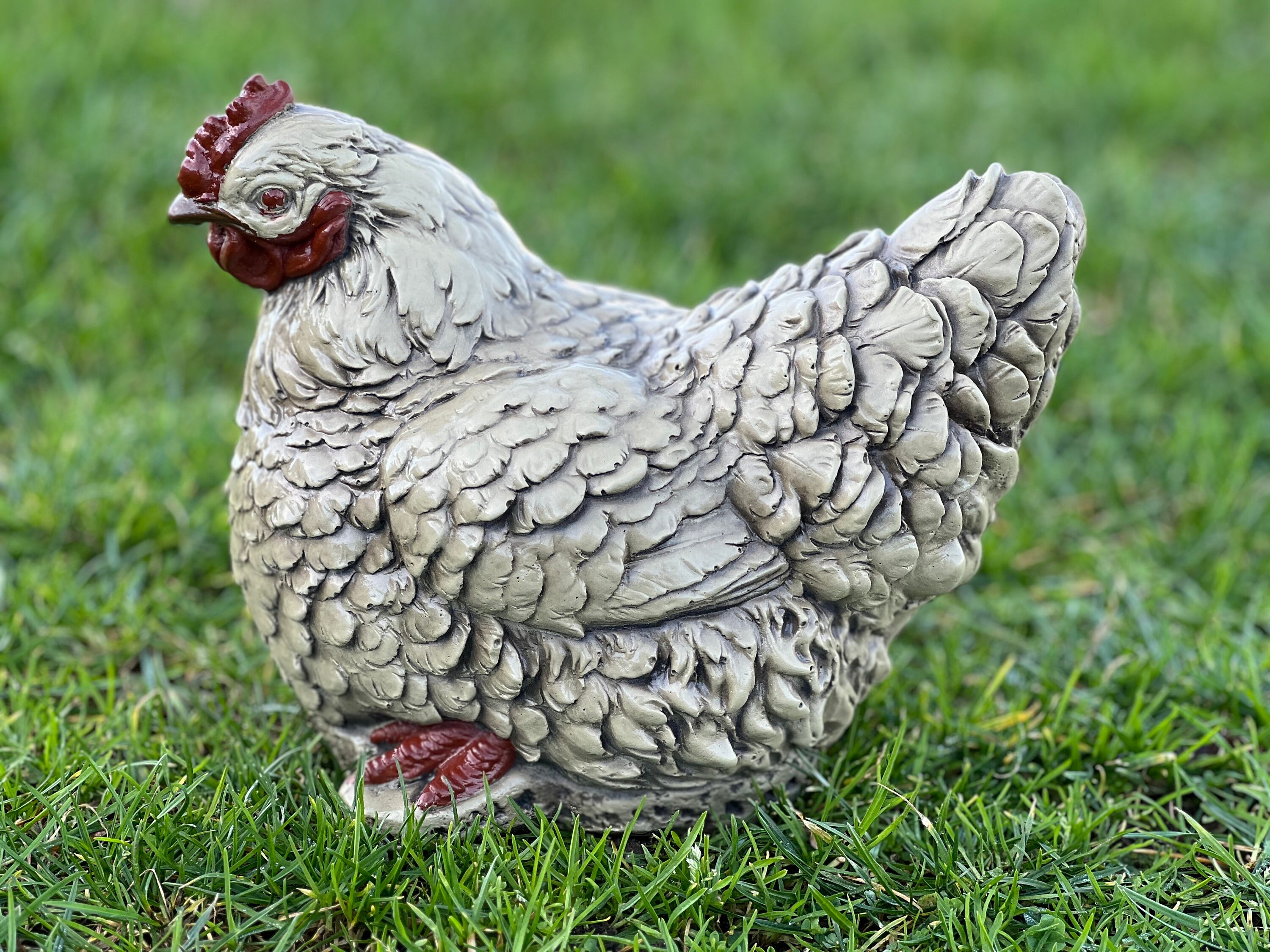 Stone Chicken Figurine Concrete Bird Statue Cement Chicken - Etsy
