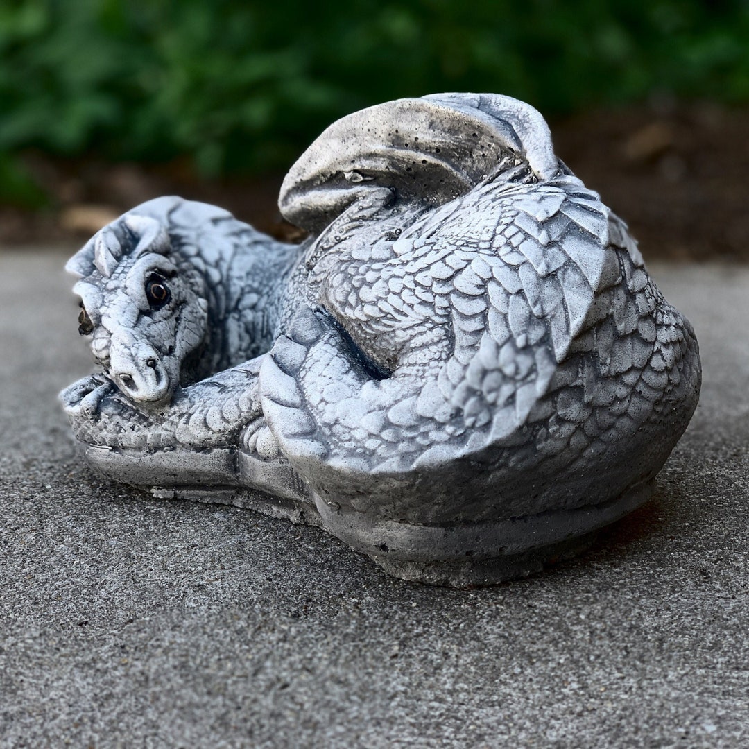 Winged Dragon Statue Laying Dragon Sculpture Cement Dragon - Etsy