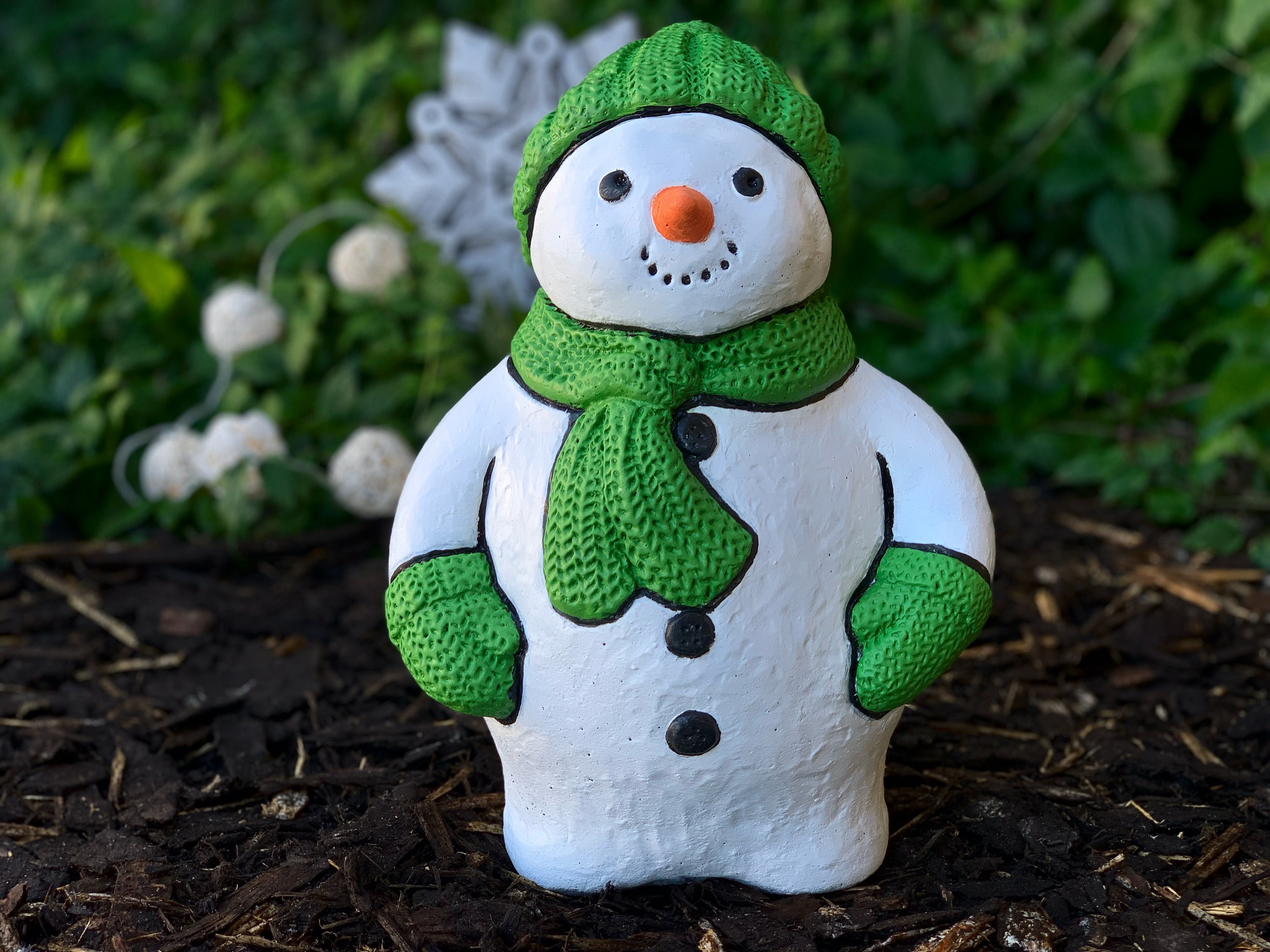 Lovely Snowman Statue Concrete Snowman Figurine Cement Snowman - Etsy