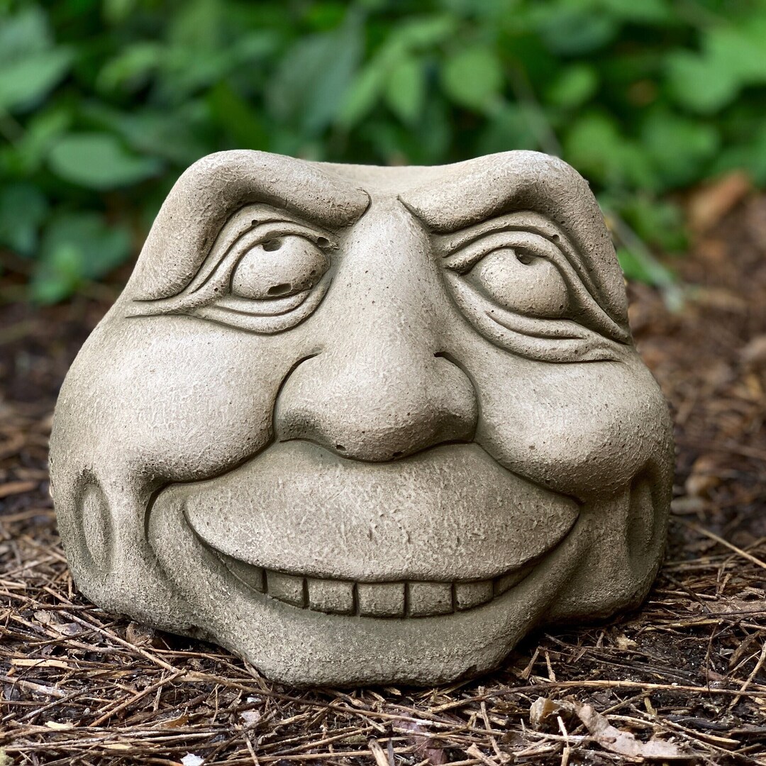 Creepy Face Statue Scary Garden Face Vintage Face Ornament Cement Face ...