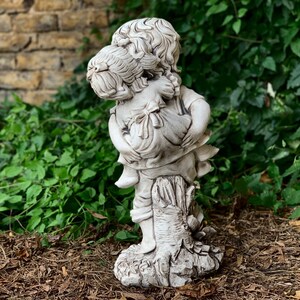 Concrete Boy and Girl Statue Kids Garden Figure Cement Children Ornament Kids Outside Statue ...