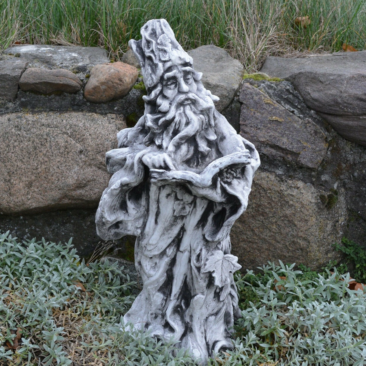 Wise Wizard Statue Concrete Wizard Figurine Cement Wizard - Etsy