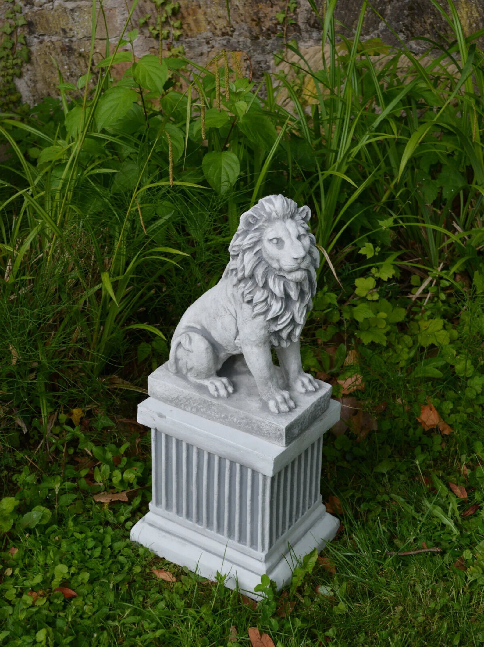 Concrete Guardian Lion Sculpture Stone Front Door Decor Garden Gift ...