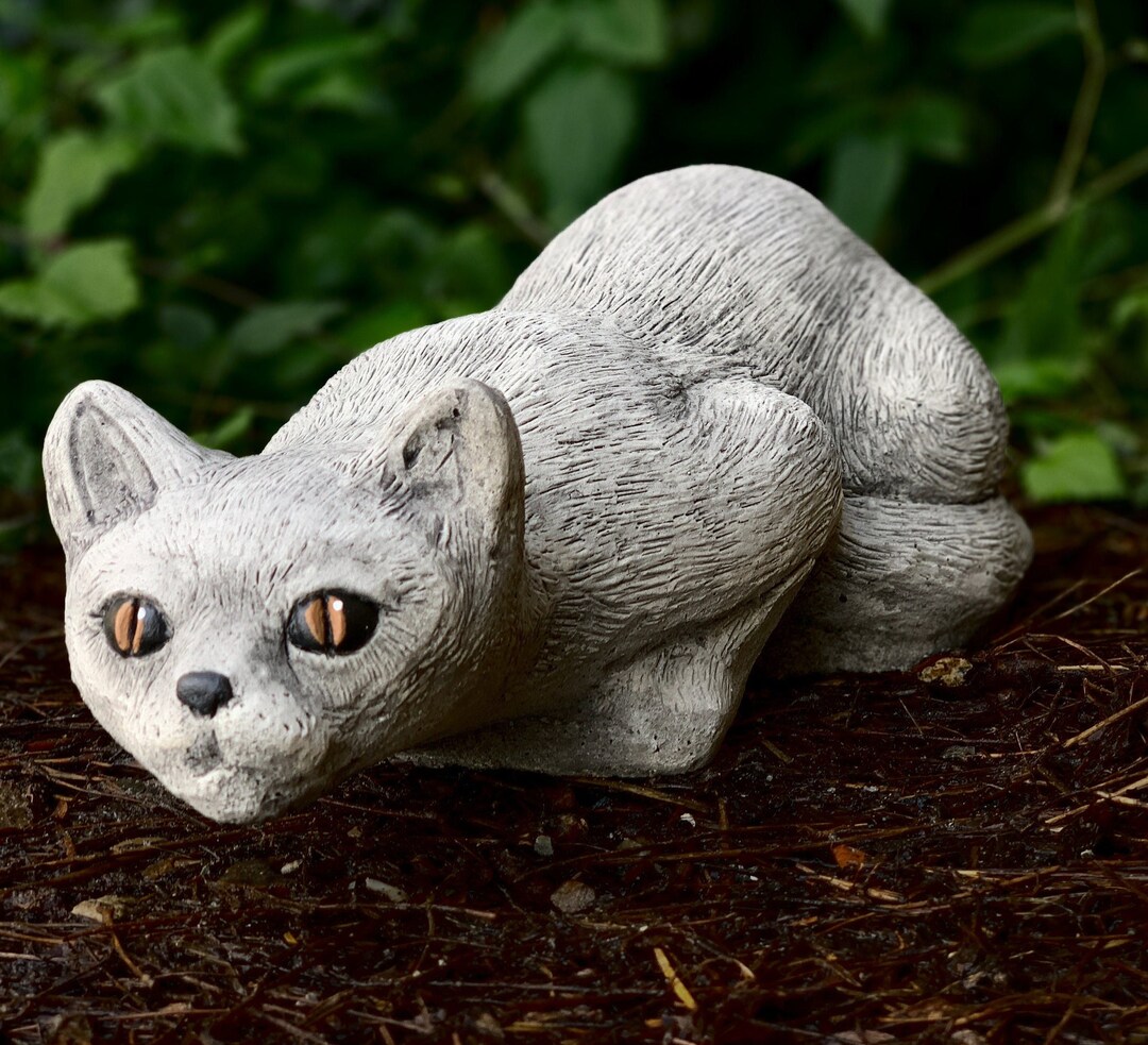 Pouncing Cat Statue Laying Cat Sculpture Funny Kitten Ornament - Etsy