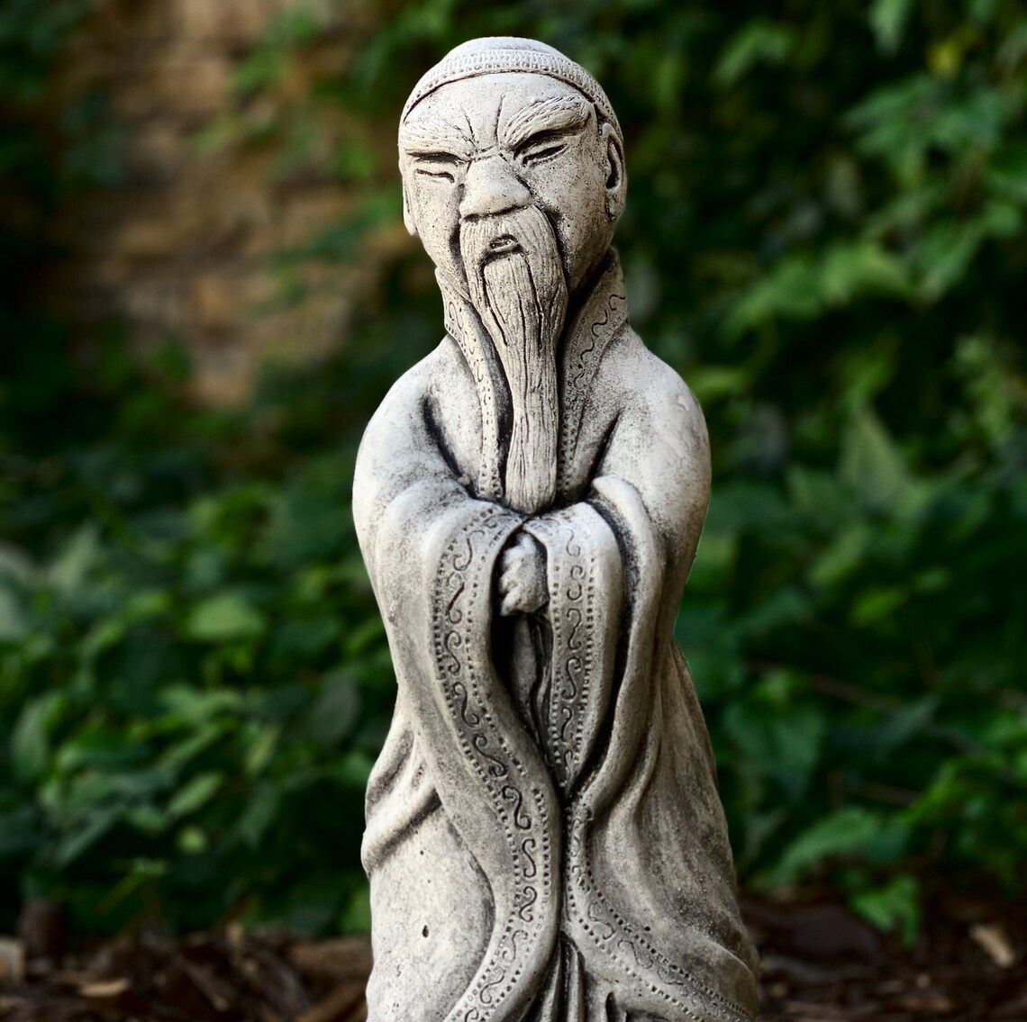 Concrete Wise Man Statue Chinese Man Sculpture Cement Old Man Garden ...