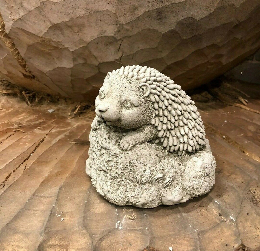 Stone Hedgehog Statue Concrete Animal Figurine Garden Cement Ornament ...