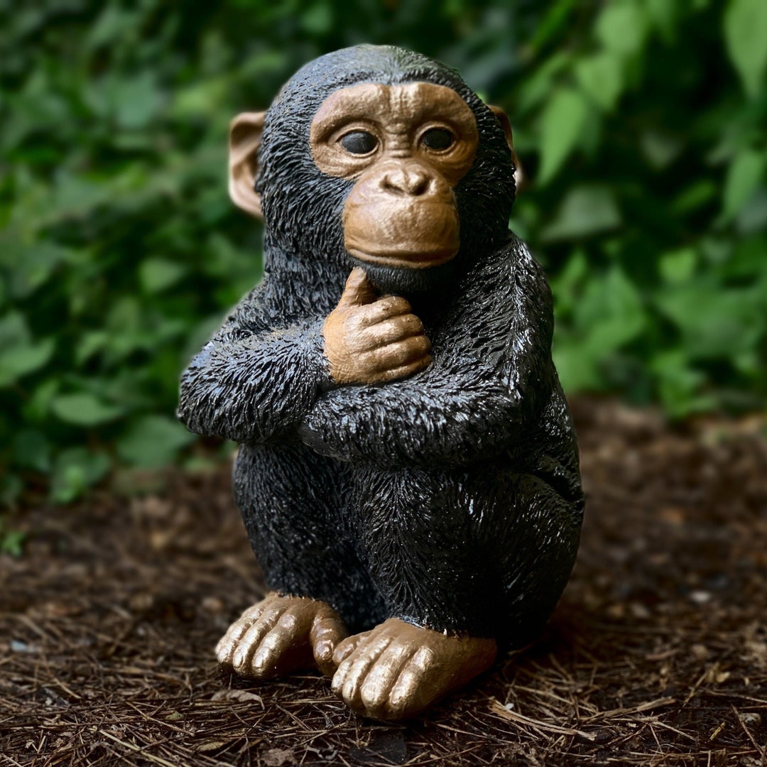 Cute Monkey Statue Concrete Monkey Figure Cement Monkey Decor Outdoor ...