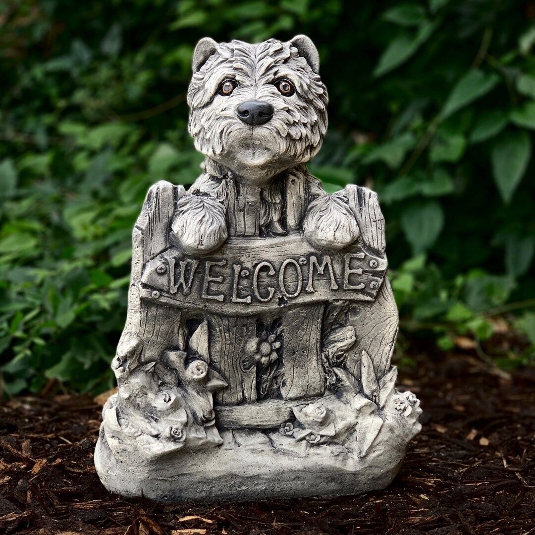 Cute Yorkie Sculpture Lovely Yorkshire Terrier Ornament Concrete Yorkie ...