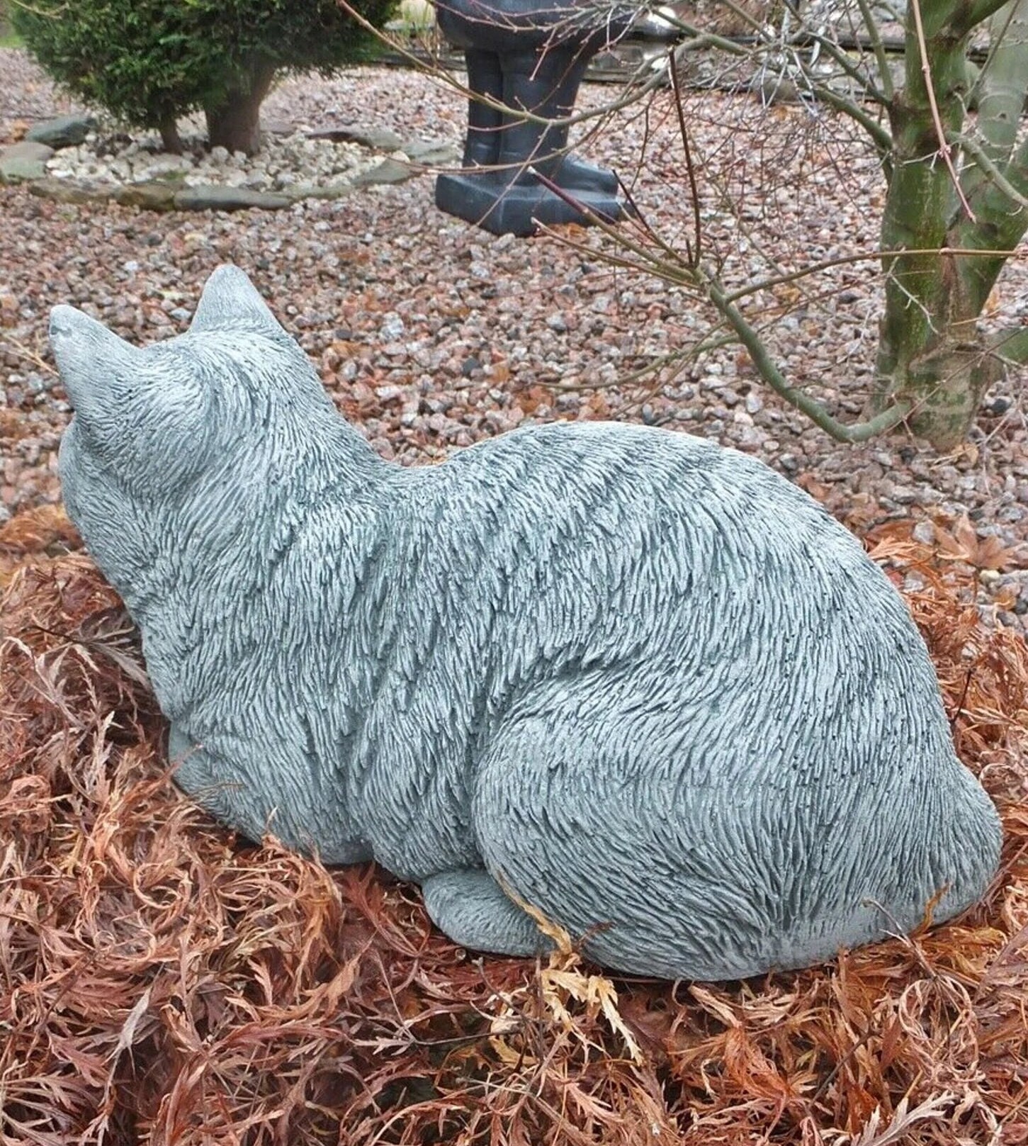Stone Garden Cat Cement Cat Statue Concrete Cat Sculpture - Etsy
