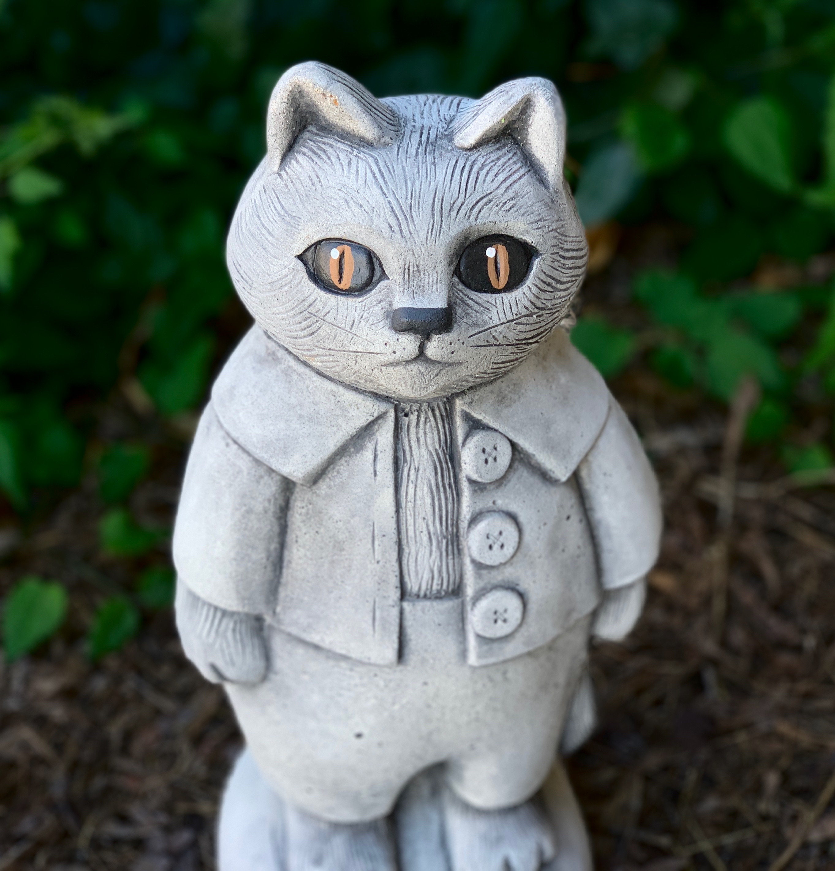 Unique Garden Cat Concrete Cat Statue Cement Cat Sculpture - Etsy