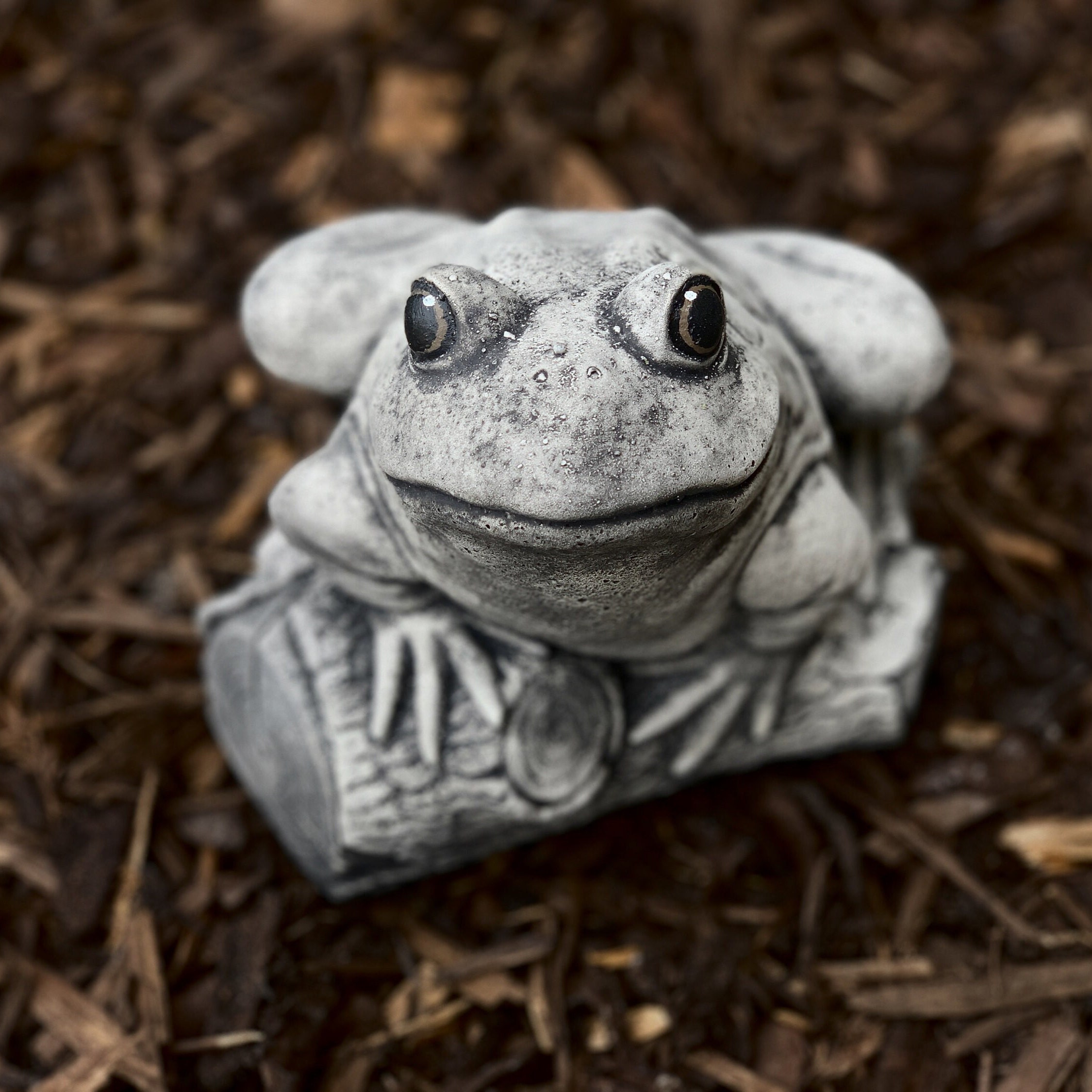 Frog Garden Statue Cute Frog Ornament Cement Frog Decoration Outdoor ...