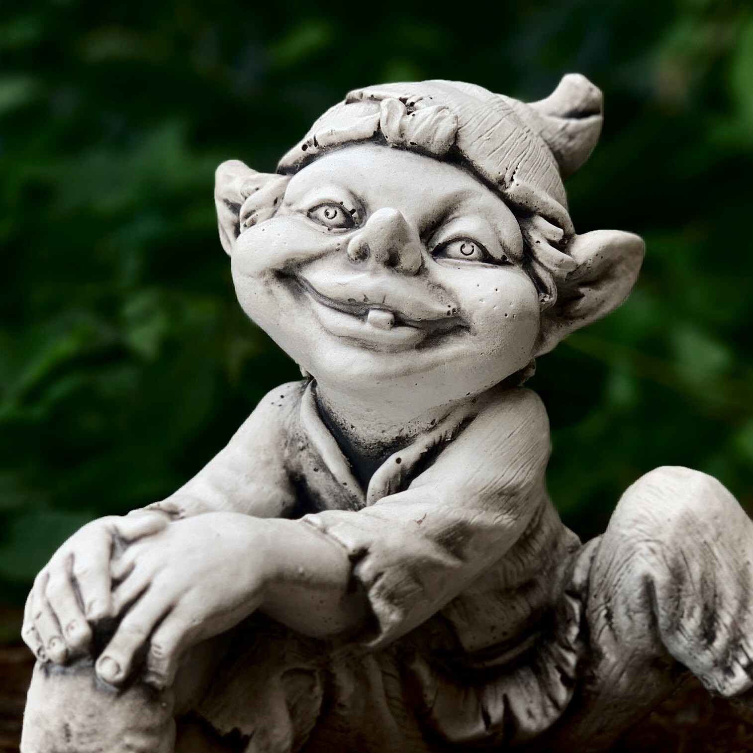 Sitting Troll Statue Cute Smiling Troll Sculpture Cement Troll Ornament ...