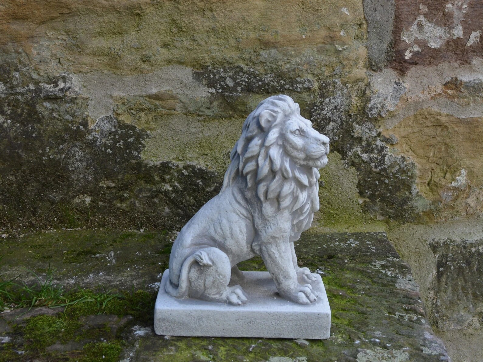 Concrete Guardian Lion Sculpture Stone Front Door Decor Garden Gift ...