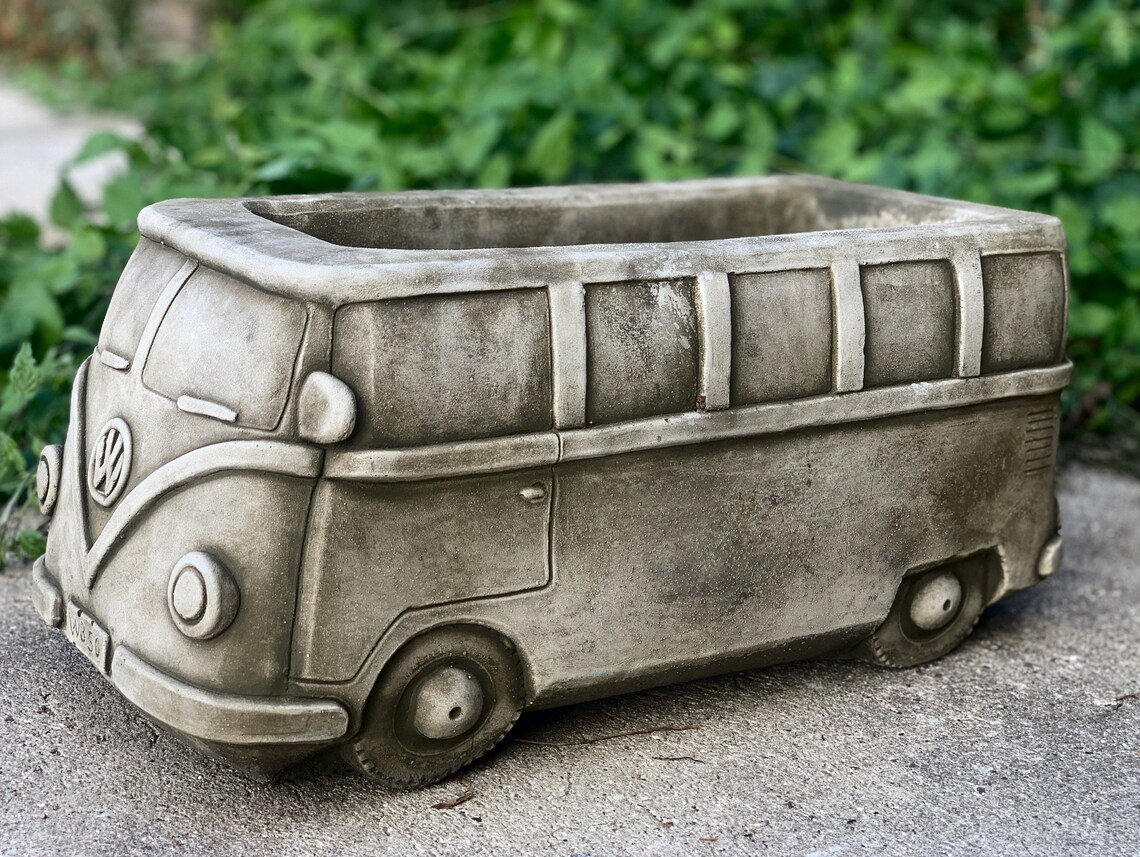 Hippie Bus Planter Statue Outdoor Campervan Planter Cement Hippie Bus ...