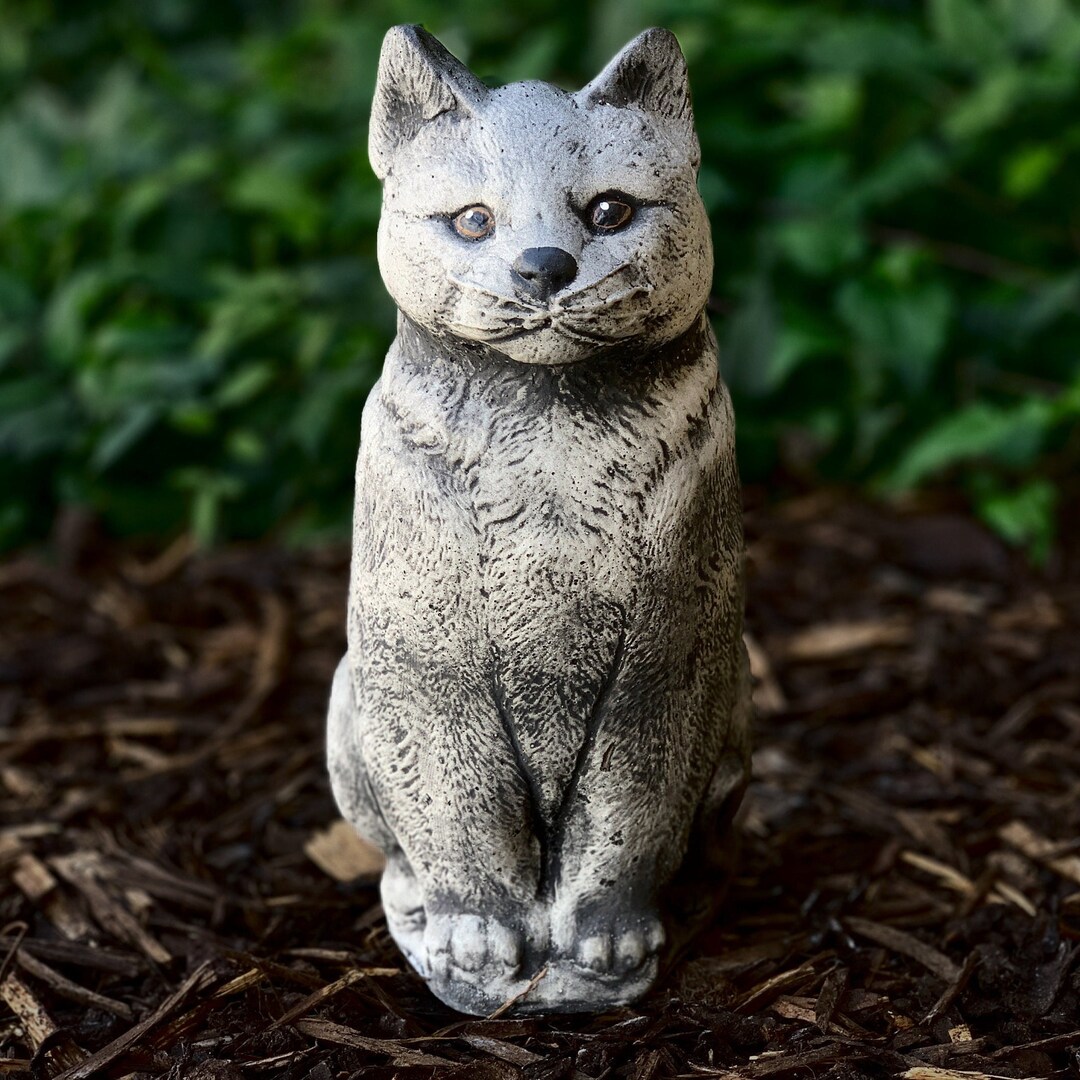 Realistic Cat Statue Standing Cat Sculpture Garden Cat Figure - Etsy