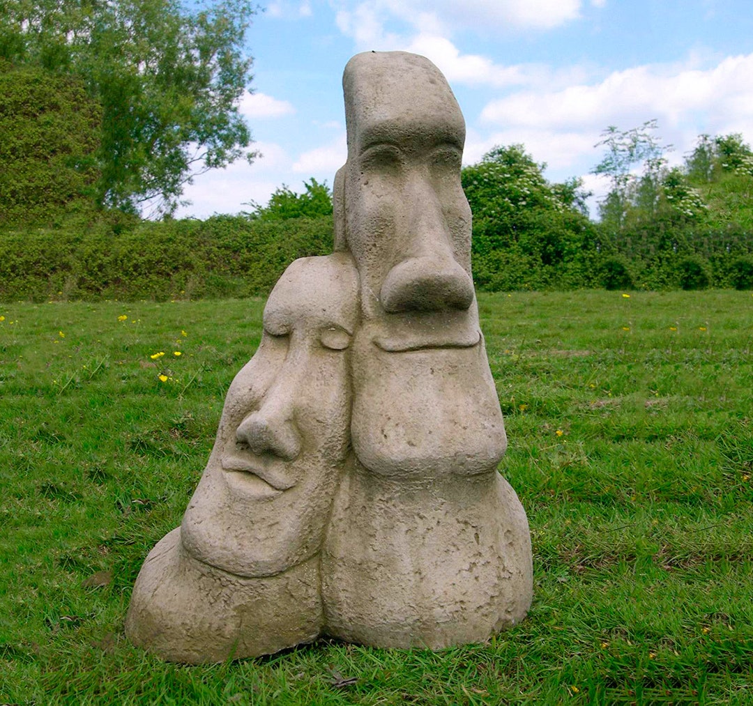 Moai Heads Sculpture Concrete Easter Island Statue Outdoor Garden ...