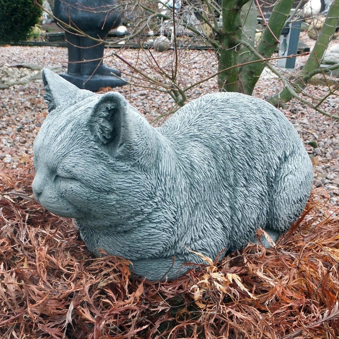 Stone Garden Cat Cement Cat Statue Concrete Cat Sculpture - Etsy