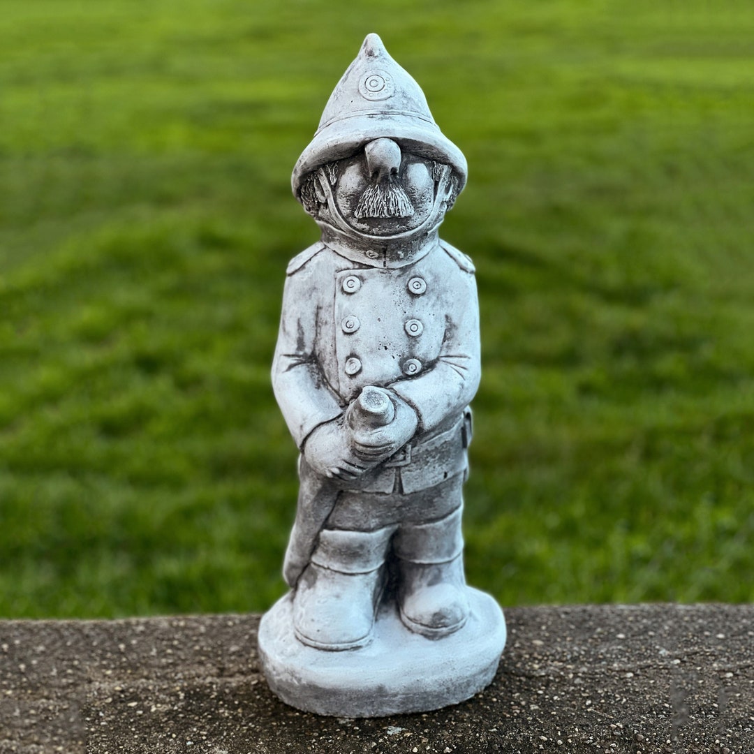 Concrete Fireman Statue Stone Firefighter Figurine Home and Garden ...