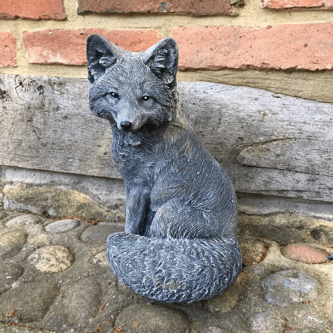 Concrete Fox Figurine for Animal Lovers Stone Fox Statue Cement Fox ...