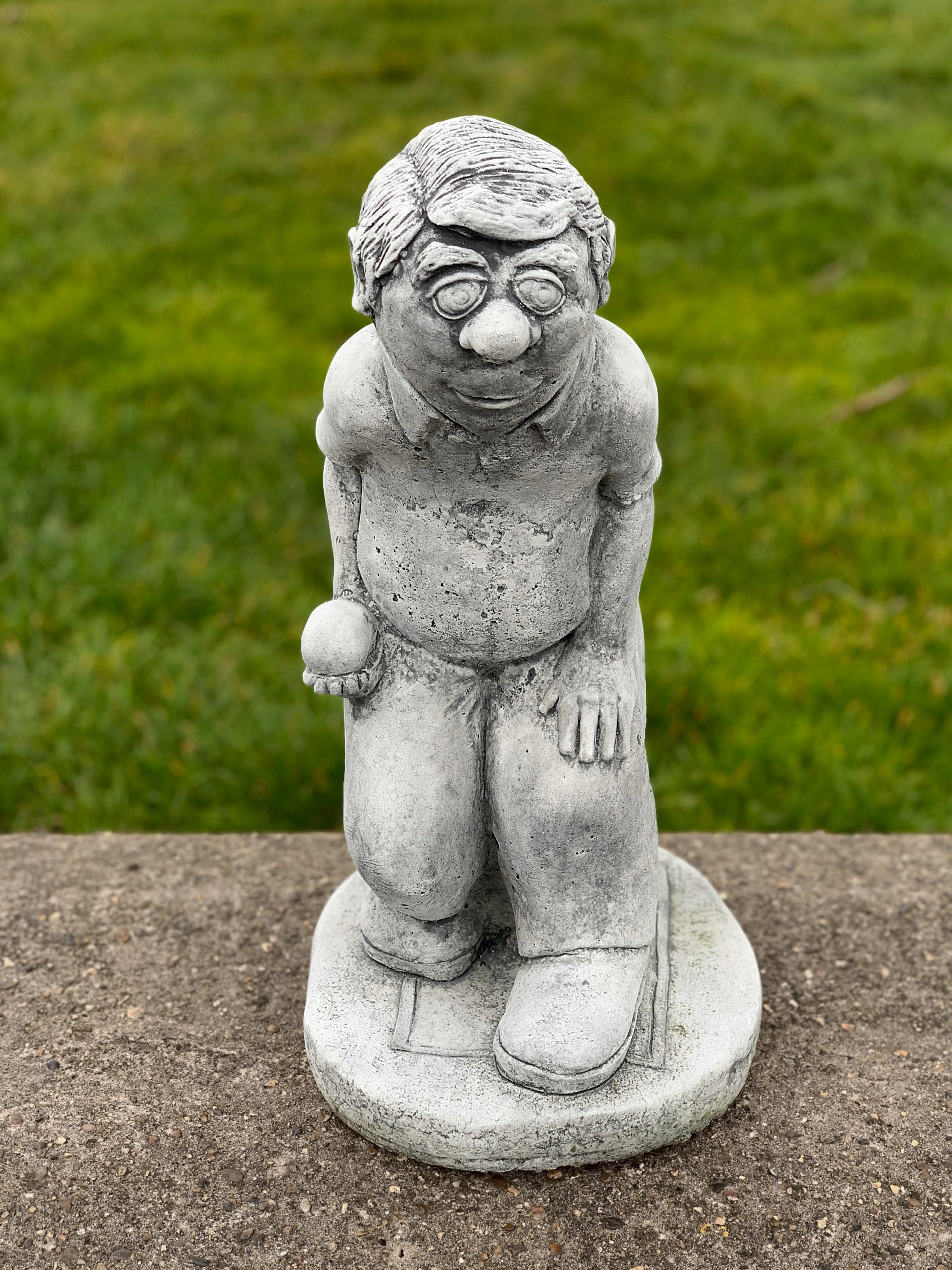 Man With a Ball Statue Father Cricket Player Figurine Concrete Home ...