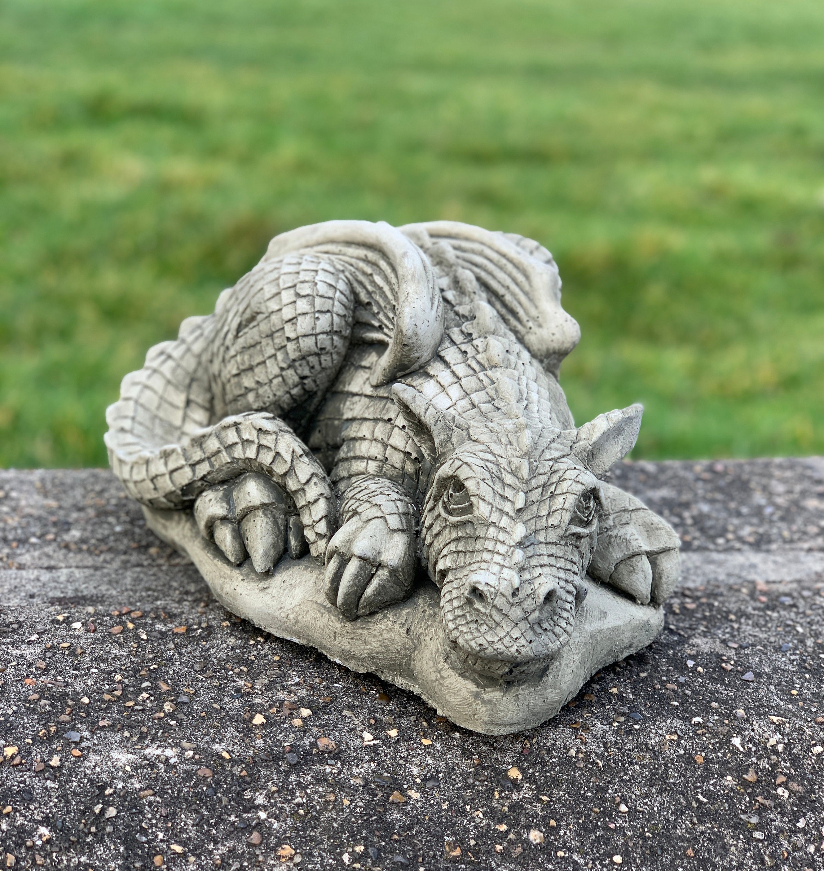 Cute Baby Dragon Statue Concrete Winged Dragon Sculpture Garden Cement ...