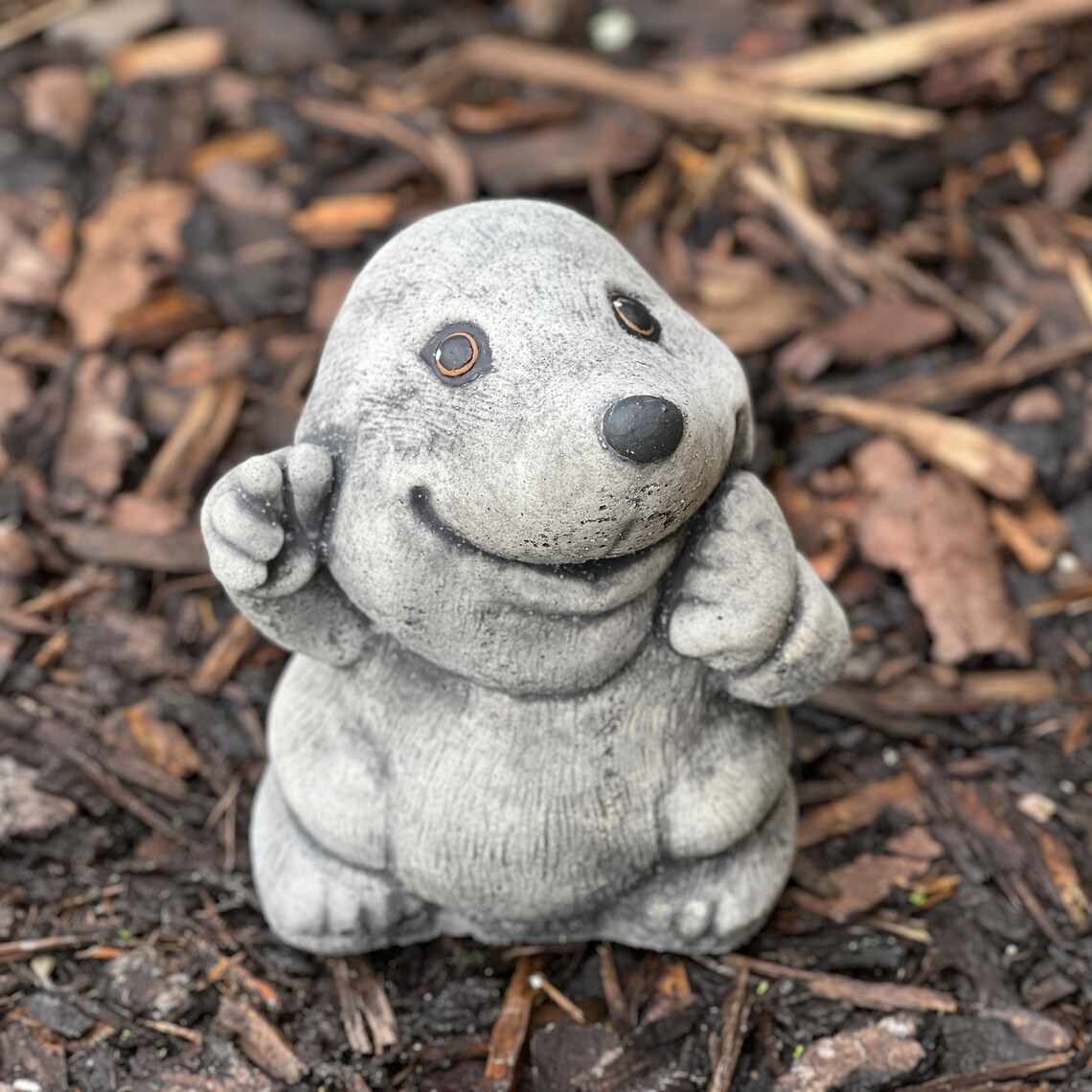Concrete Smiling Mole Figurine Stone Mole Decor Outdoor Animal ...