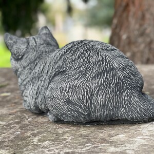 Striped Grey Cat Statue for Home and Garden Decor Stone Tabby Cat ...