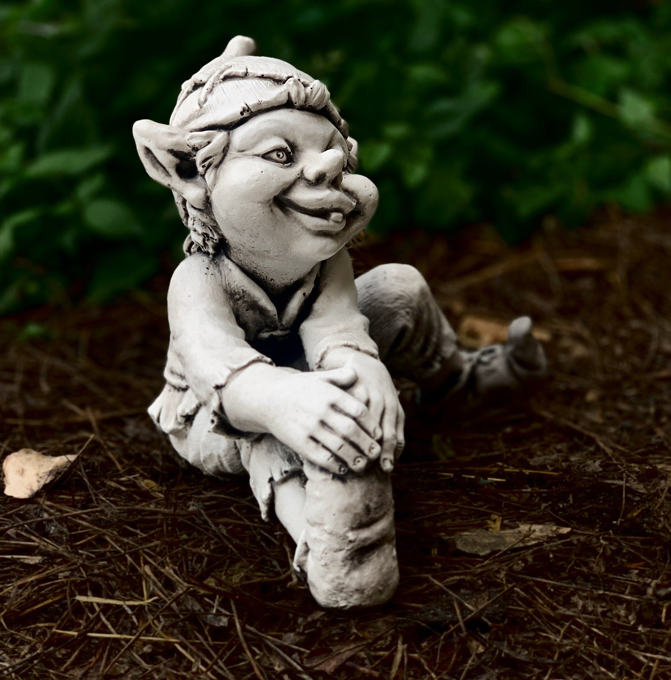 Sitting Troll Statue Cute Smiling Troll Sculpture Cement Troll Ornament ...